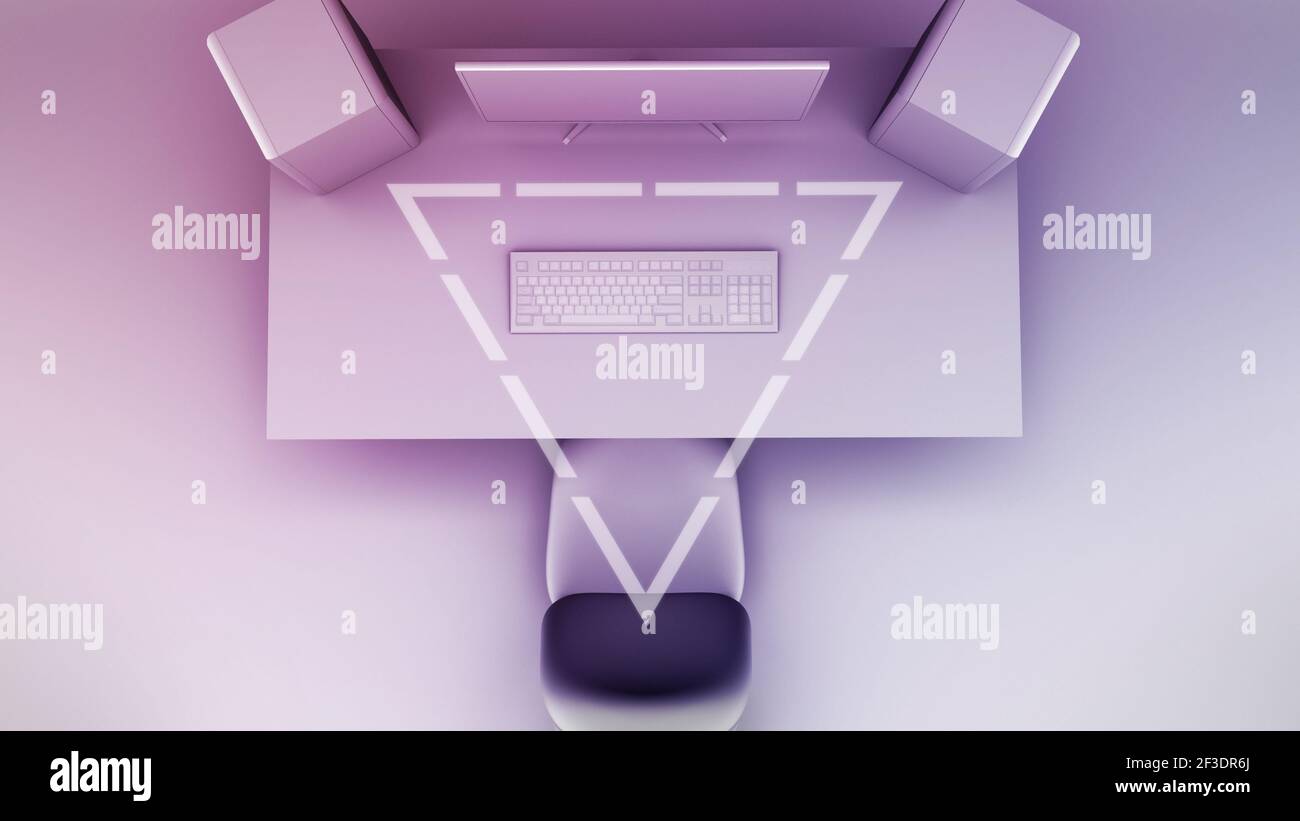 Studio monitor placement diagram. A directional 3D minimal render, for ...