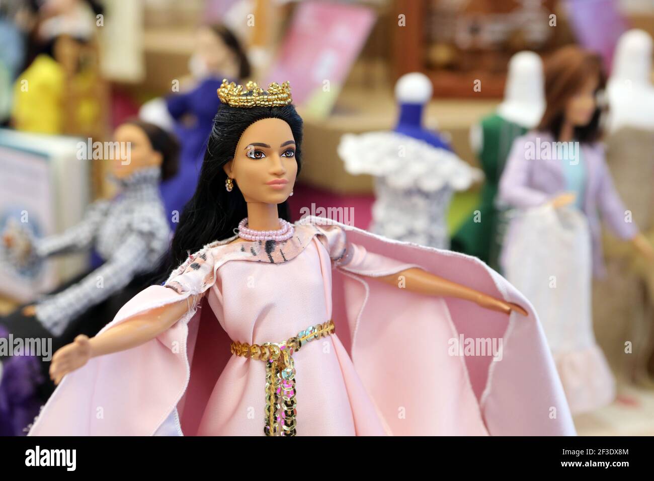 Non Exclusive: KYIV, UKRAINE - MARCH 15, 2021 - A dressed-up Barbie ...
