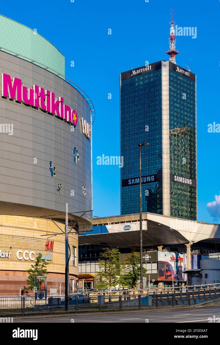 Warsaw, Poland - May 22, 2020: Marriott Hotel and office tower rising ...