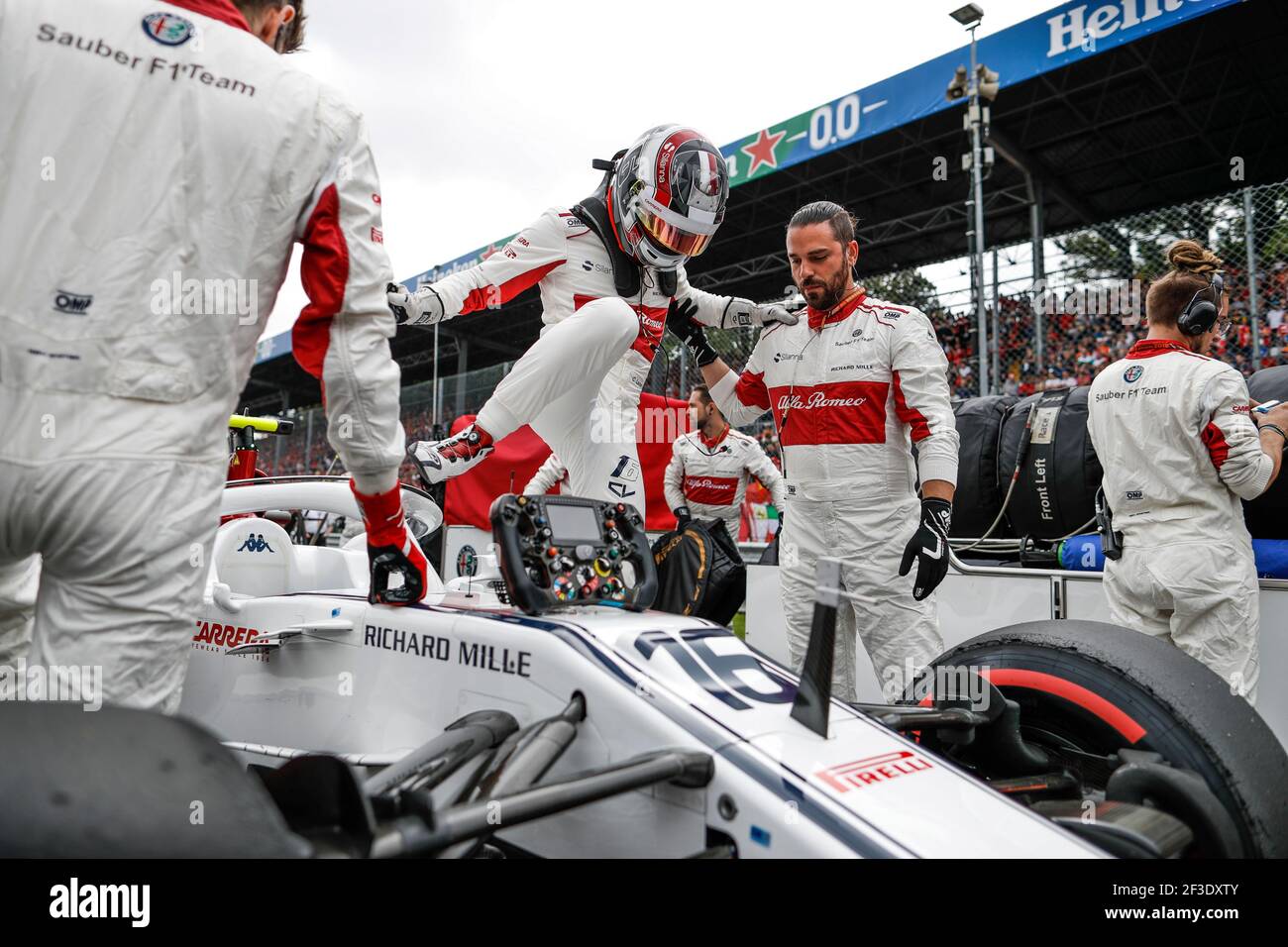 LECLERC Charles (mco), Alfa Romeo Sauber F1 Team C37, starting grid during 2018 Formula 1 FIA ...