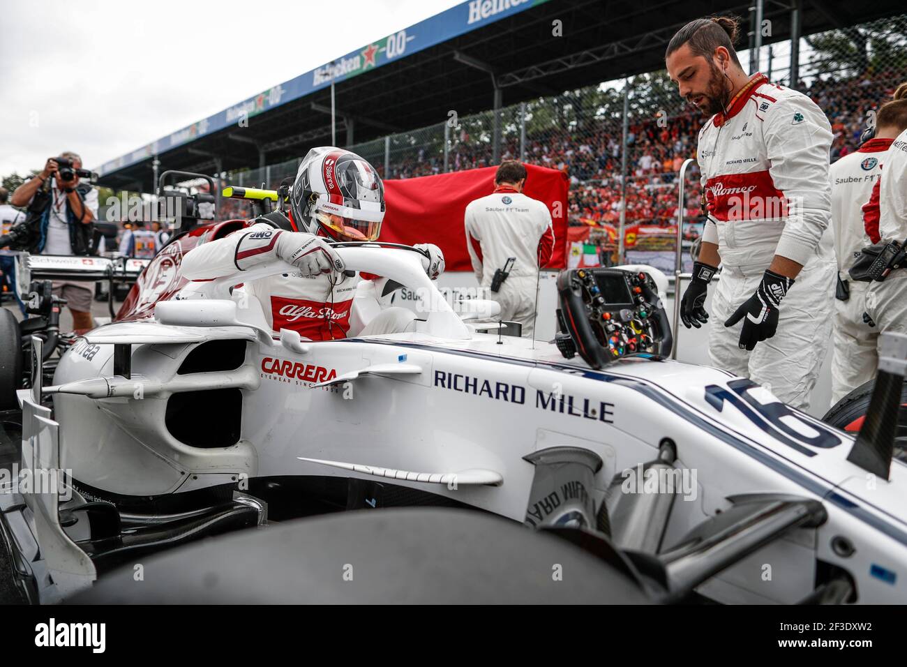 LECLERC Charles (mco), Alfa Romeo Sauber F1 Team C37, starting grid during 2018 Formula 1 FIA ...
