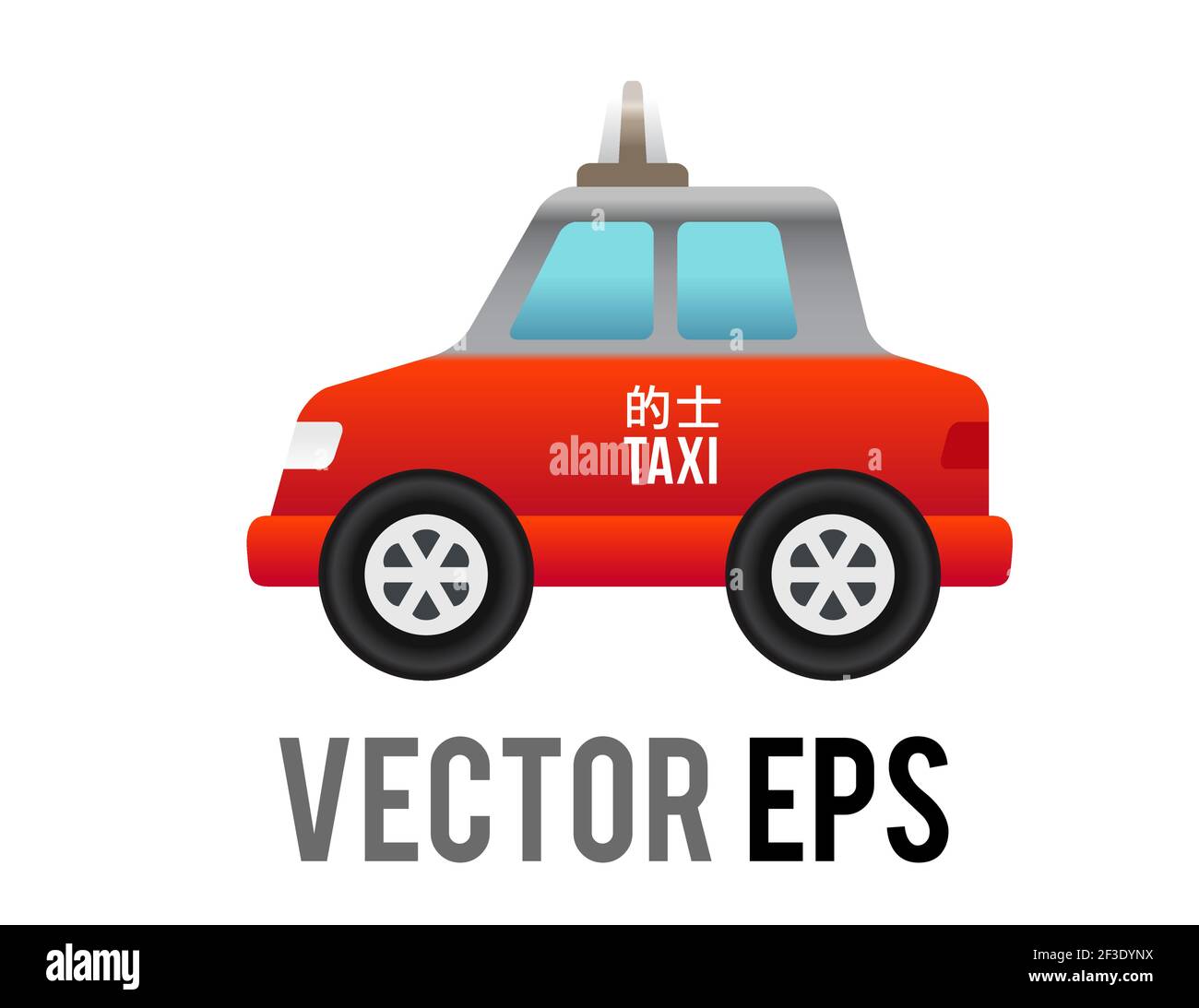 The isolated vector side of hong kong red city taxi car icon with ...