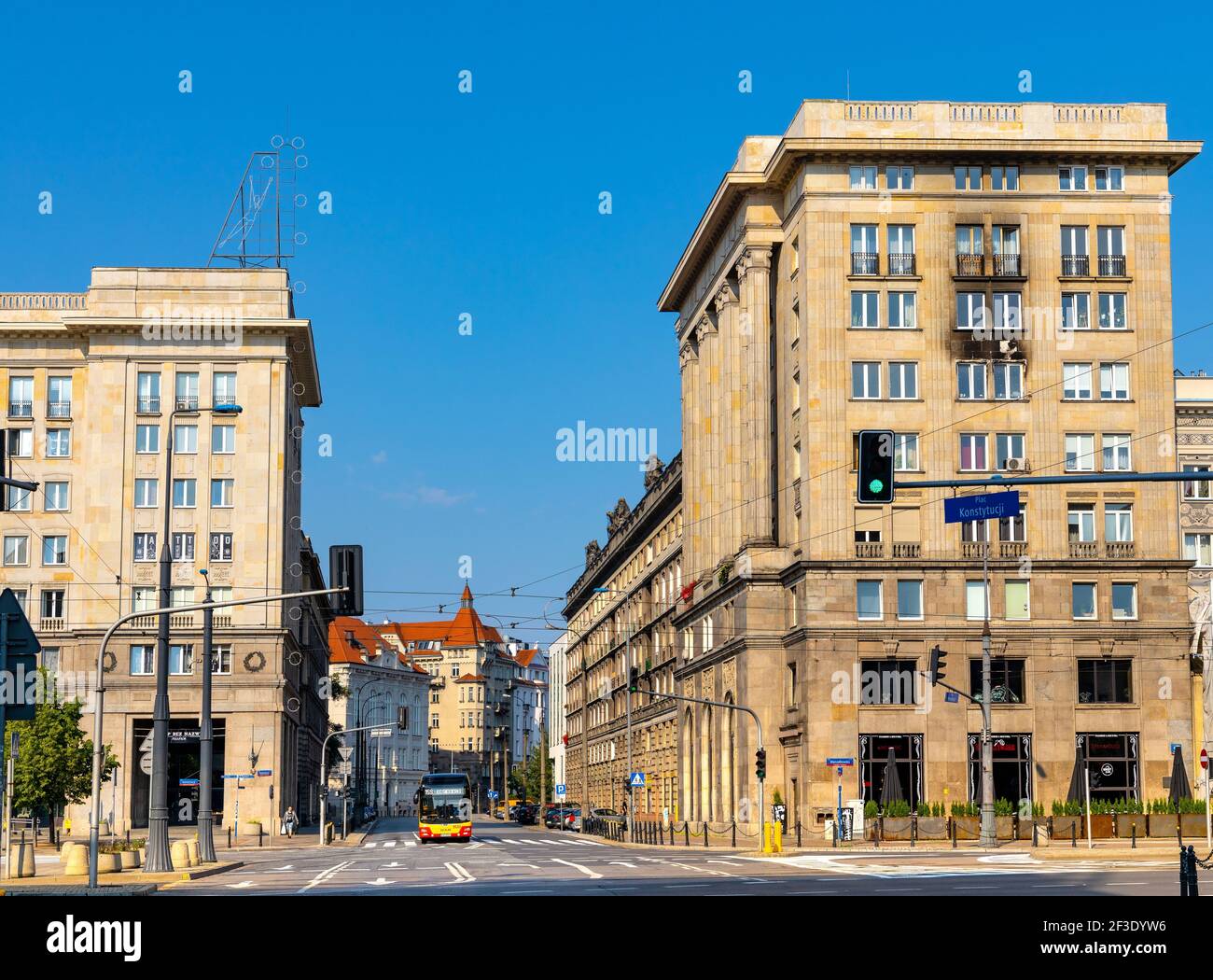 Warsaw, Poland - June 28, 2020: Marszalkowska 53 classic communist ...