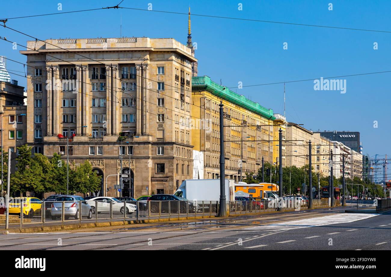 Warsaw, Poland - June 28, 2020: Marszalkowska 53 classic communist ...
