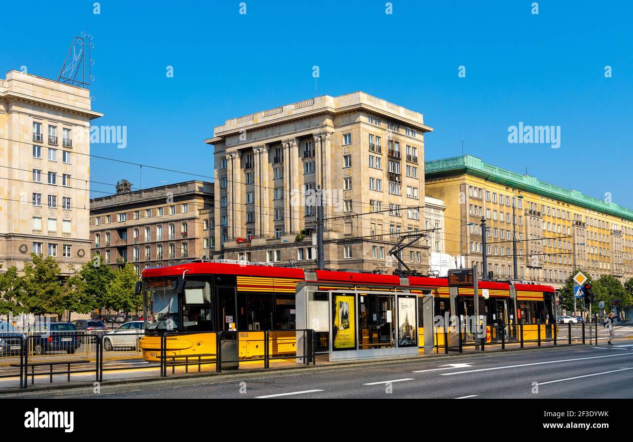 Warsaw, Poland - June 28, 2020: Panoramic view of Plac Konstytucji ...