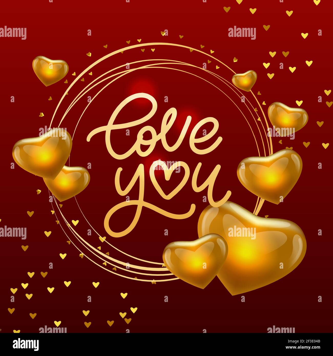 I love you. I heart you. Valentines day greeting card with calligraphy ...