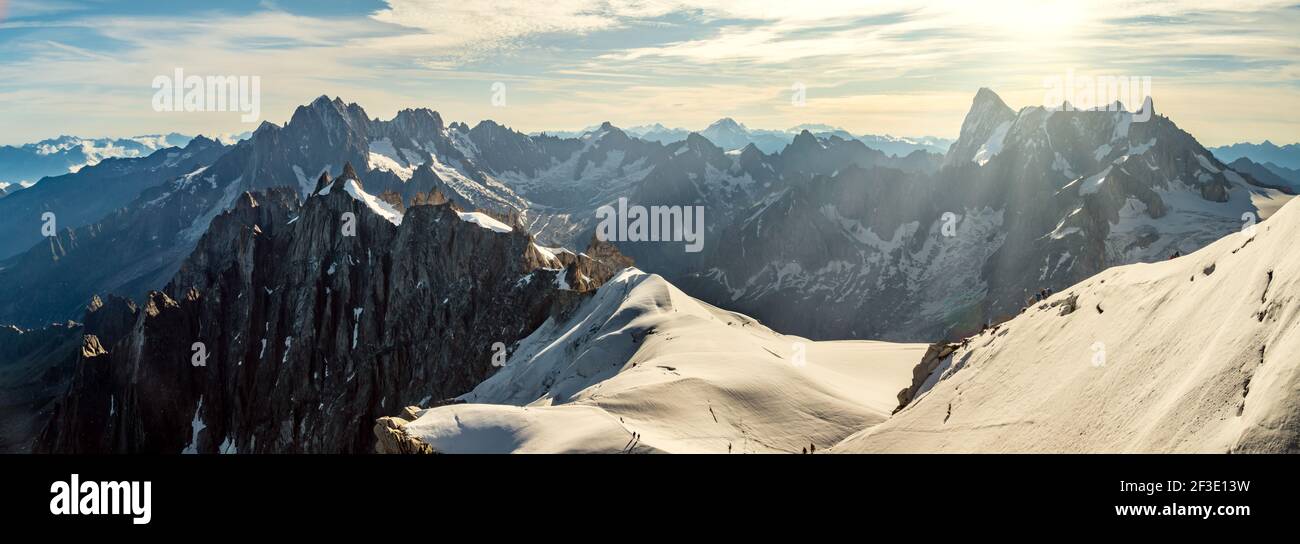 Panorama of Mont Blanc massif, mountain range in the Alps, France ...