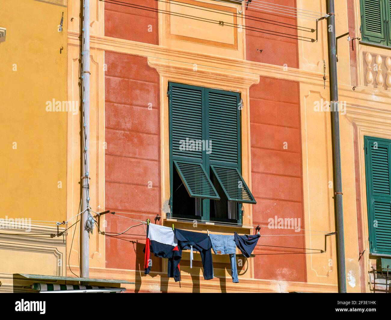 Portofino pictoresque village Italy colorful buildings detail Stock ...