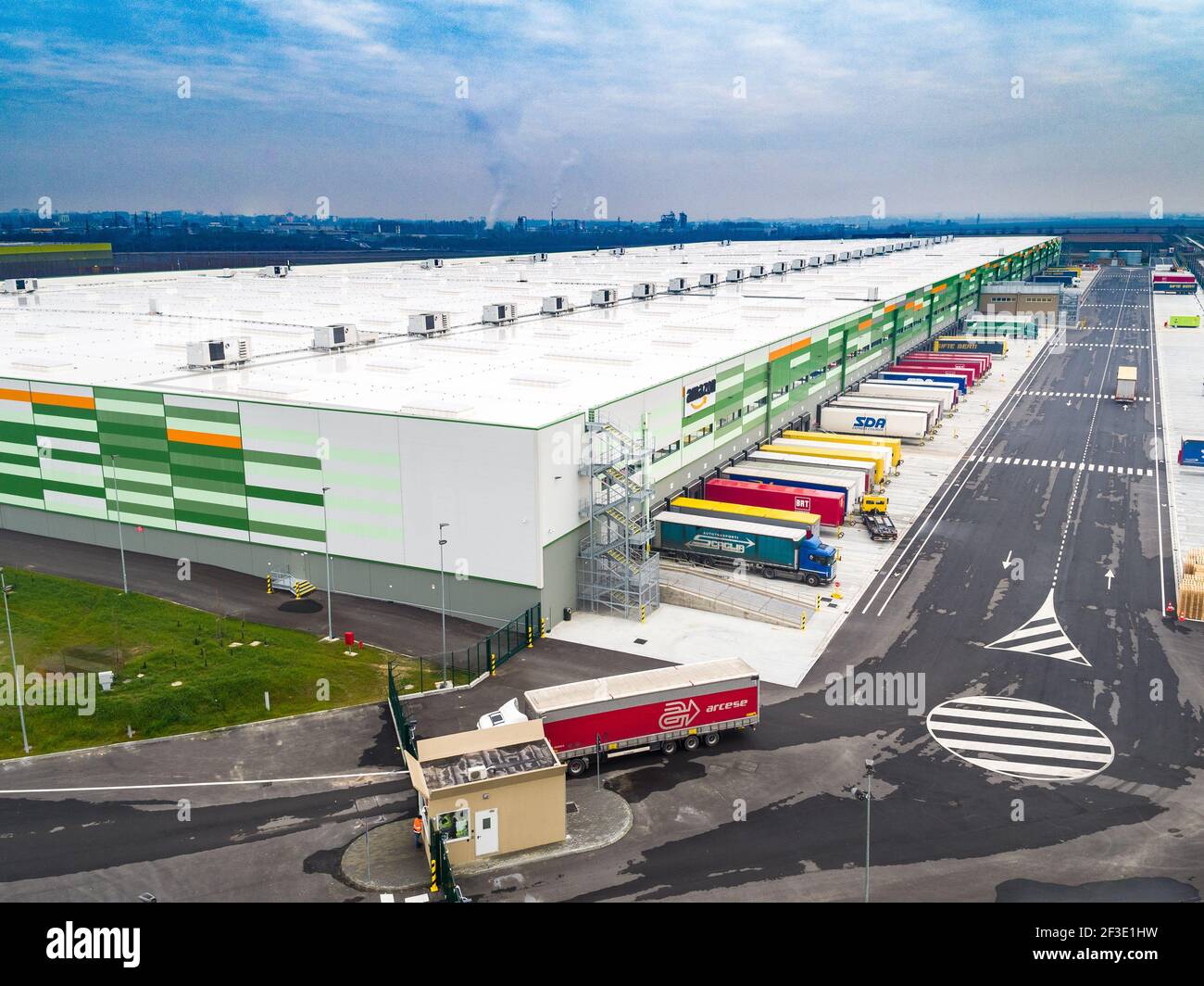 Beautiful Aerial view of an Amazon logistics / distribution warehouse ...