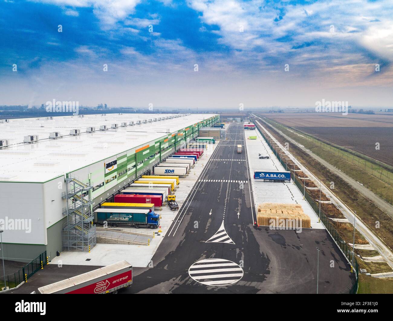 Beautiful Aerial view of an Amazon logistics / distribution warehouse ...