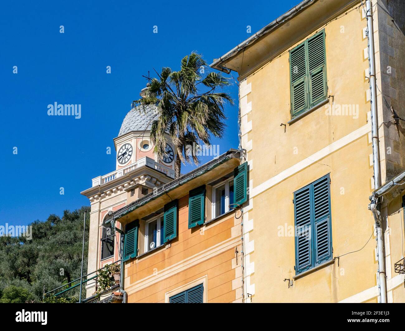 Portofino pictoresque village Italy colorful buildings detail Stock ...