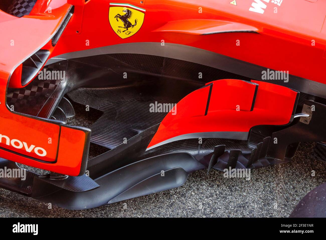 Details of the sidepods and barge boards of the Scuderia Ferrari SF71H ...