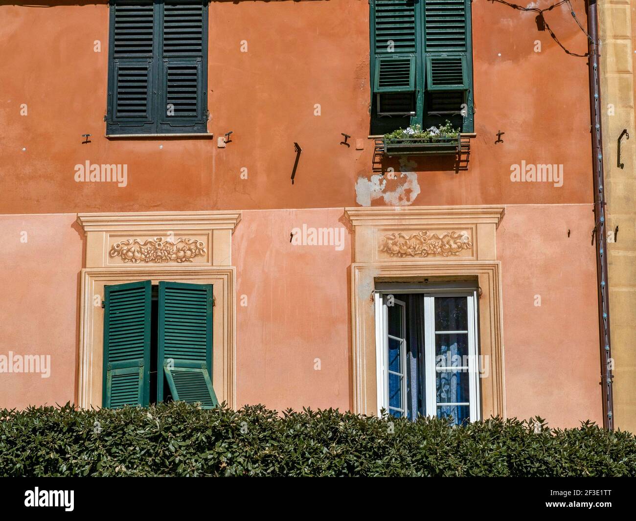 Portofino pictoresque village Italy colorful buildings detail Stock ...