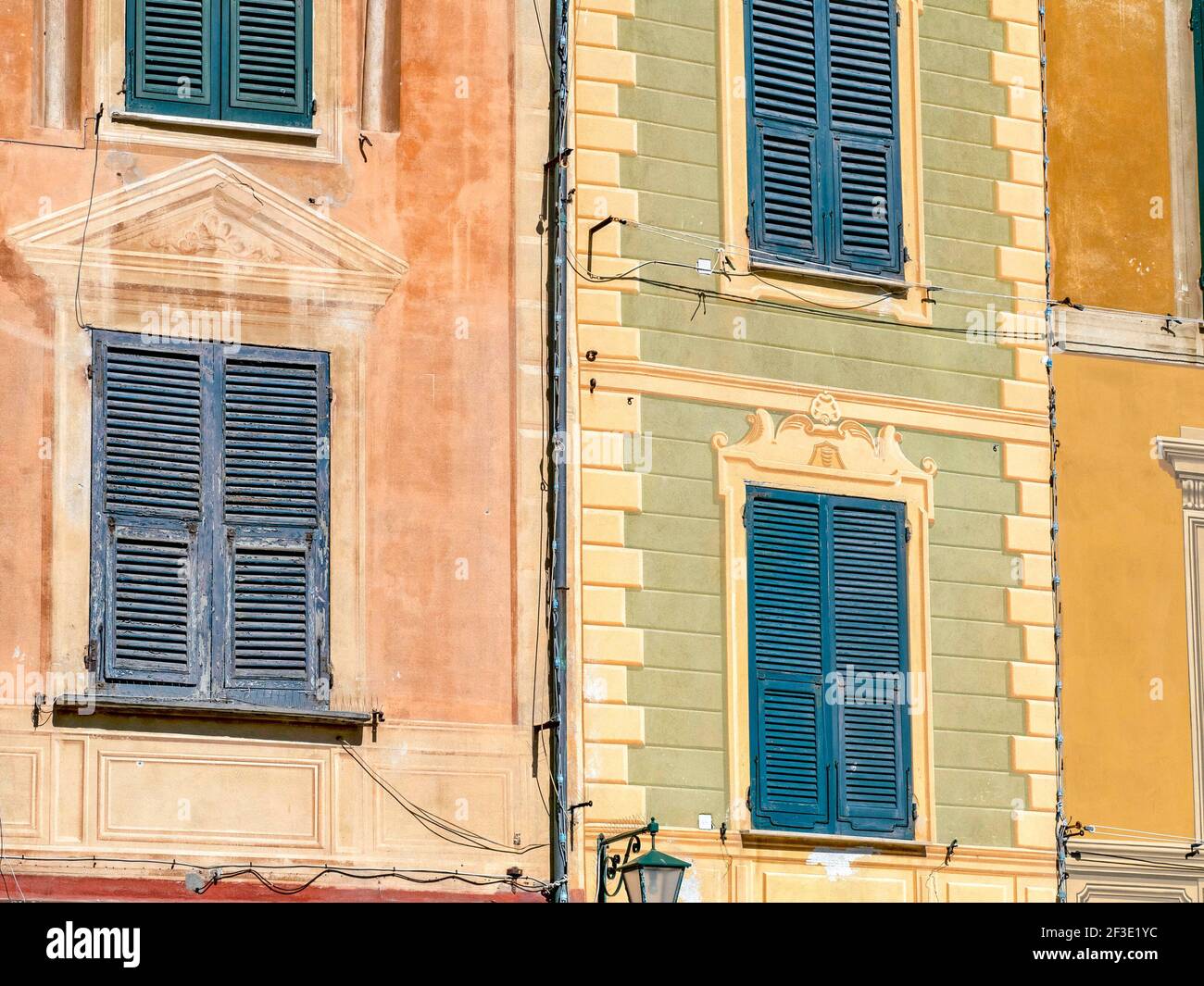 Portofino pictoresque village Italy colorful buildings detail Stock ...