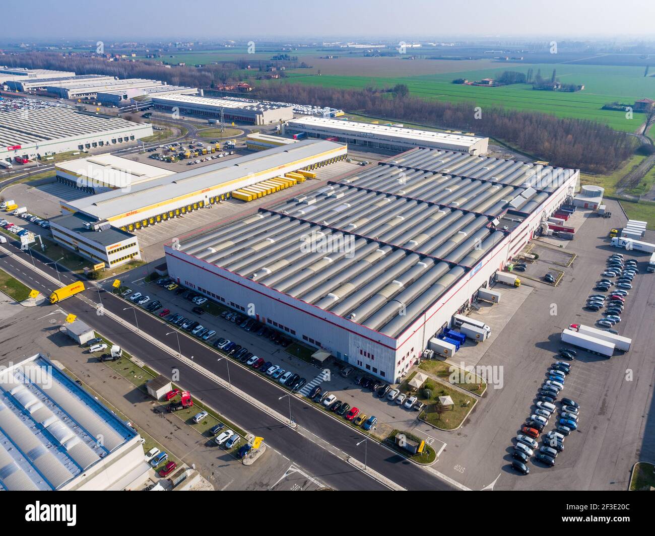 Beautiful Aerial view of a logistics / industrial warehouse Stock Photo ...
