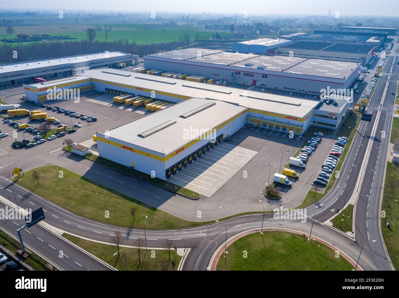 Beautiful Aerial view of a logistics / industrial warehouse Stock Photo ...
