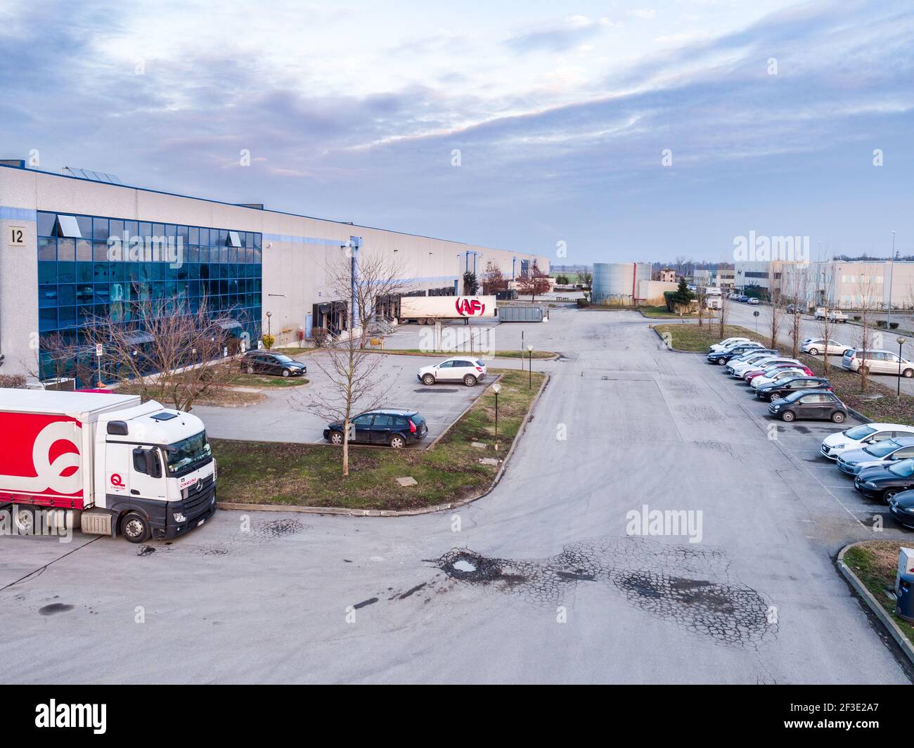 Beautiful Aerial view of a logistics / industrial warehouse Stock Photo ...