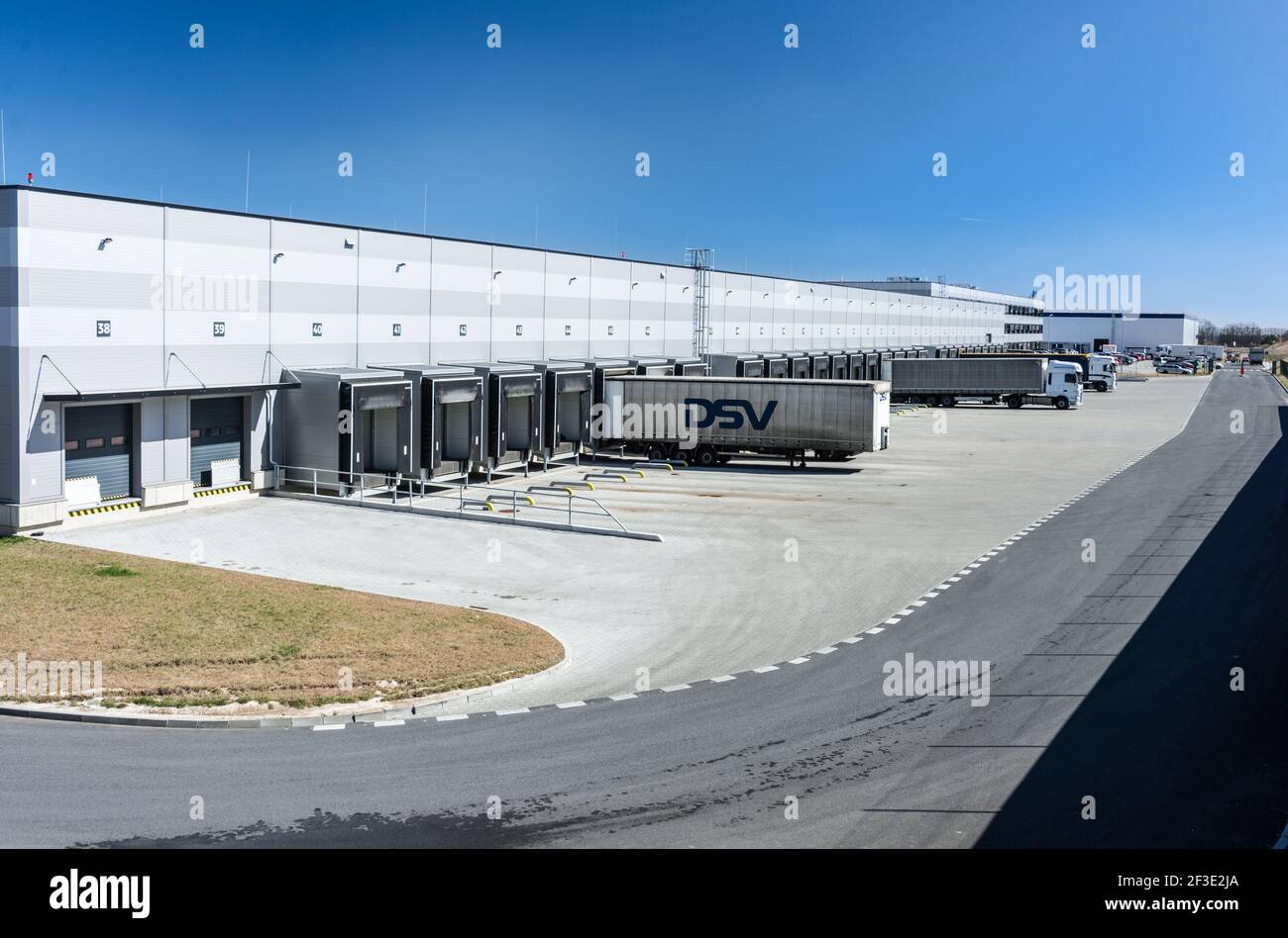 Beautiful Aerial view of a logistics / industrial warehouse Stock Photo ...
