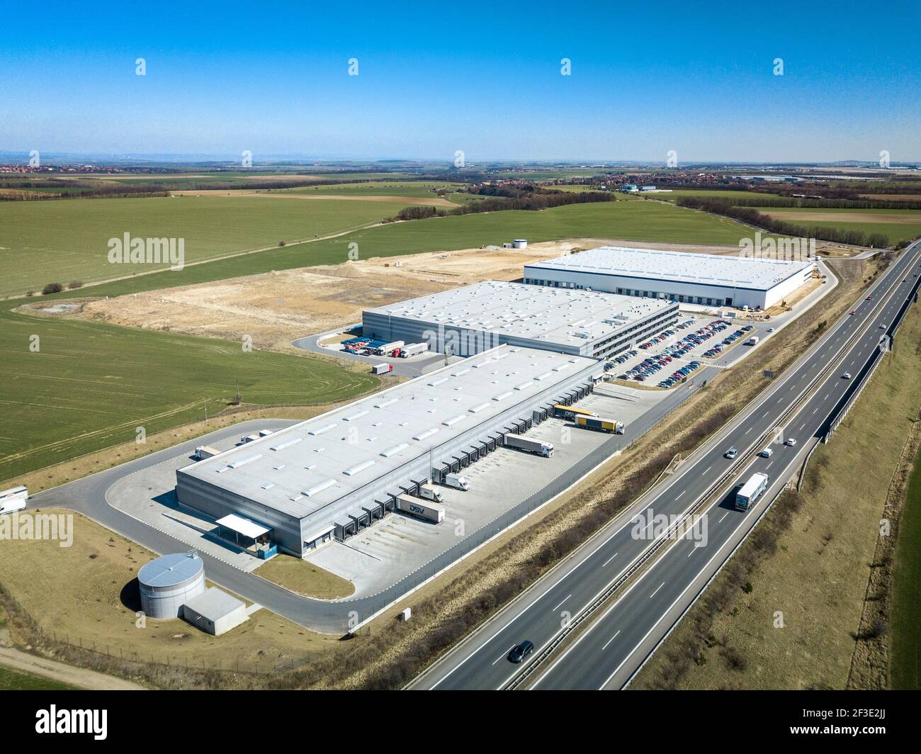 Beautiful Aerial view of a logistics / industrial warehouse Stock Photo ...