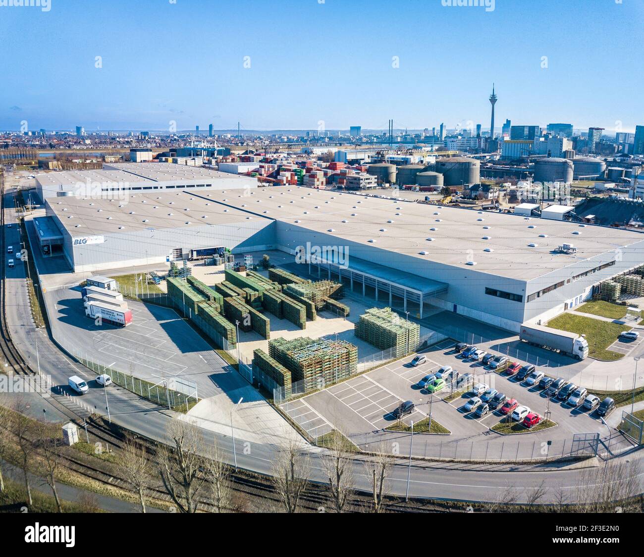 Beautiful Aerial view of a logistics / industrial warehouse Stock Photo ...