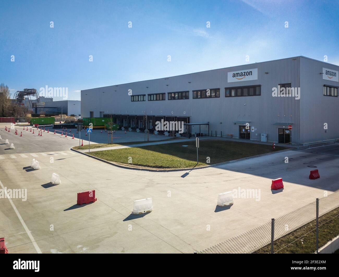 Beautiful Aerial view of a logistics / industrial warehouse Stock Photo ...