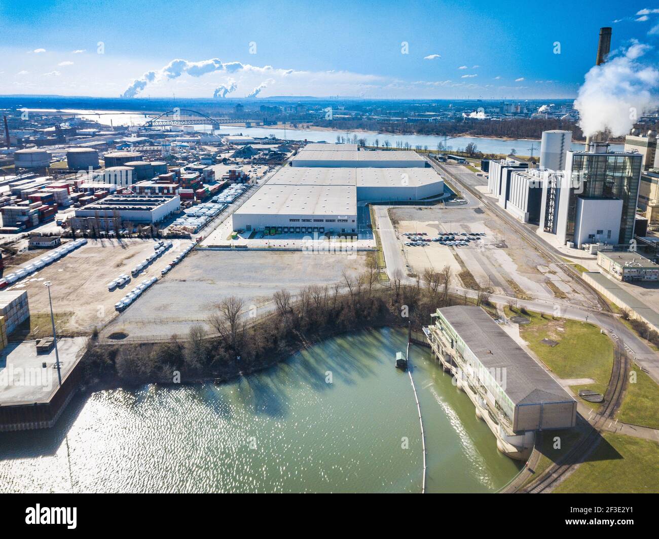 Beautiful Aerial view of a logistics / industrial warehouse Stock Photo ...