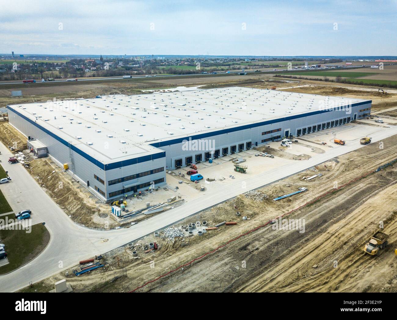 Beautiful Aerial view of a logistics / industrial warehouse Stock Photo ...