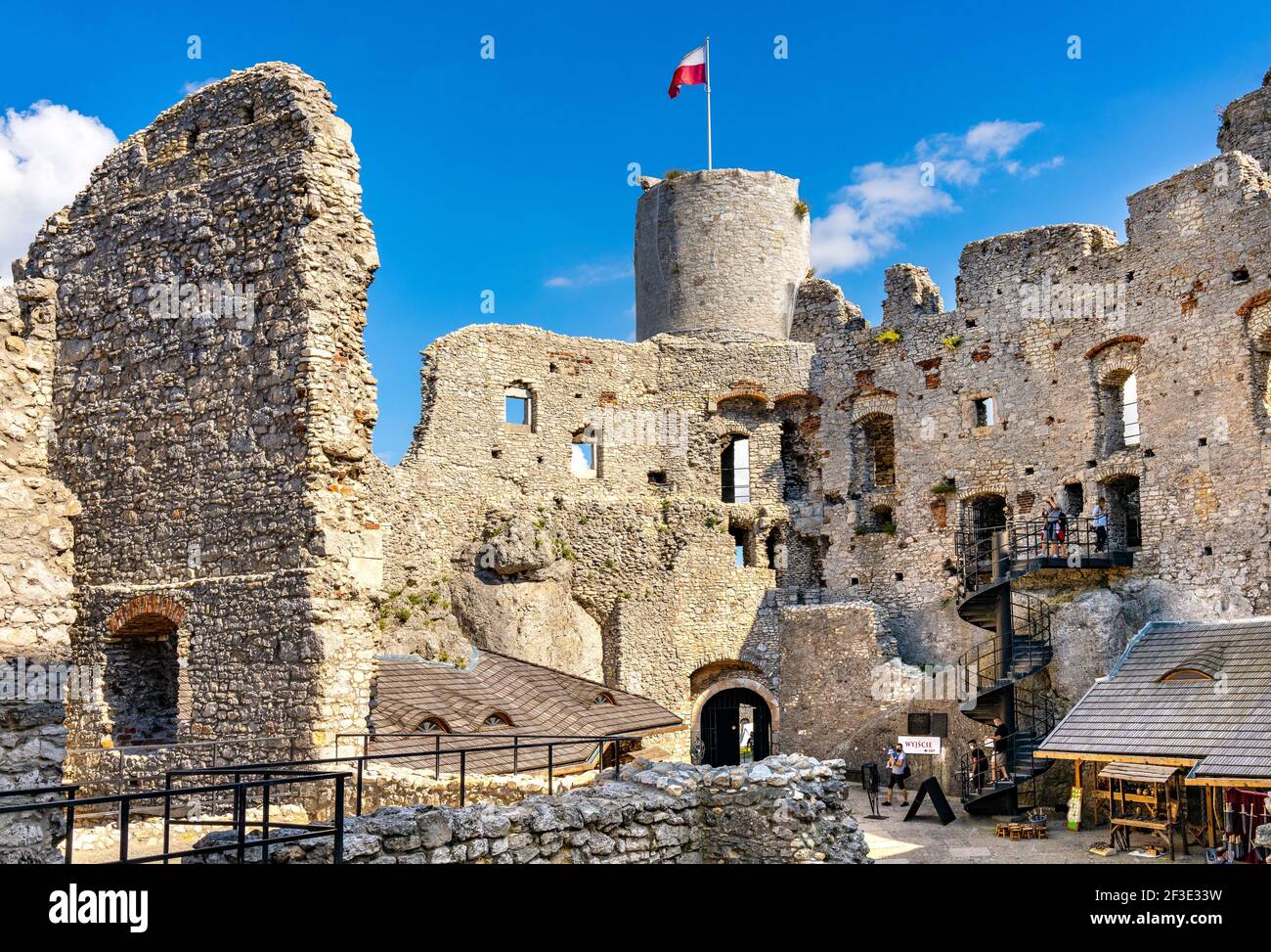 Podzamcze, Poland - August 25, 2020: Defense walls and towers of ...