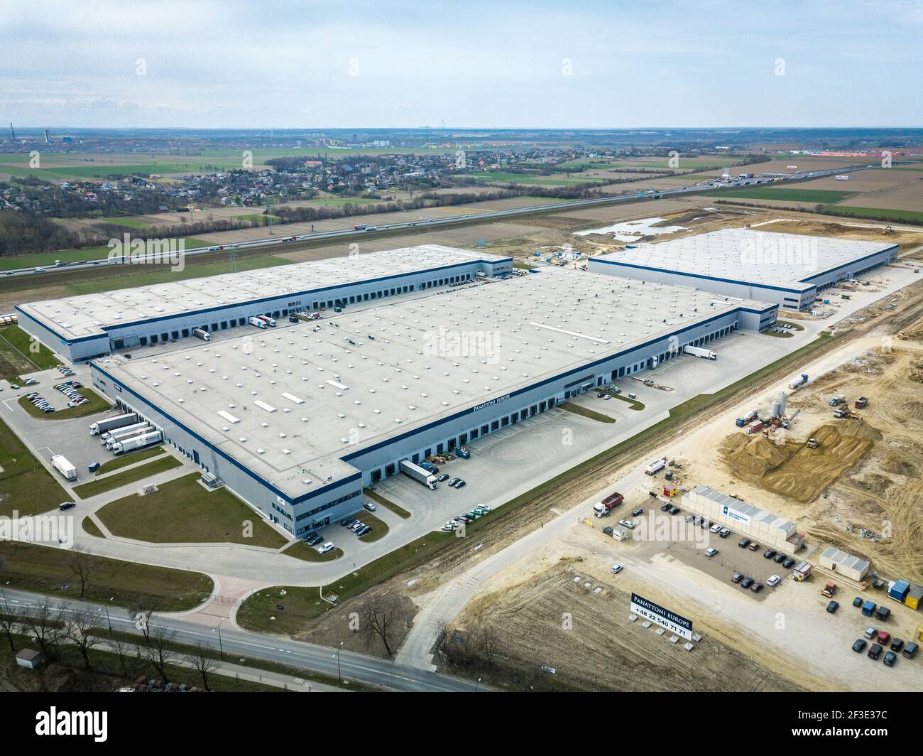 Beautiful Aerial view of a logistics / industrial warehouse Stock Photo ...