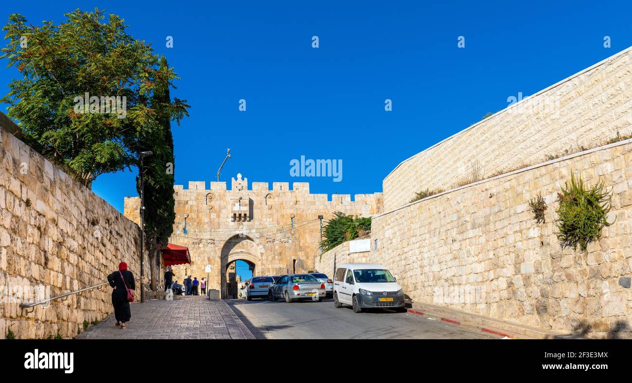 Jerusalem, Israel - October 12, 2017: Lions’ Gate, known also as St ...
