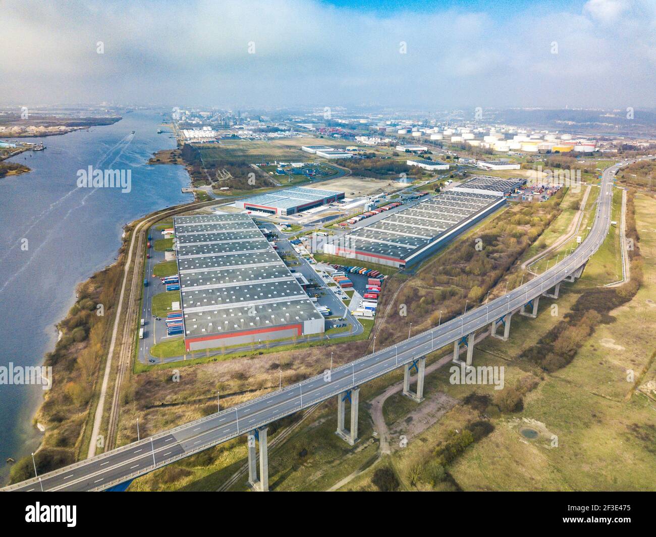 Beautiful Aerial view of a logistics / industrial warehouse Stock Photo ...