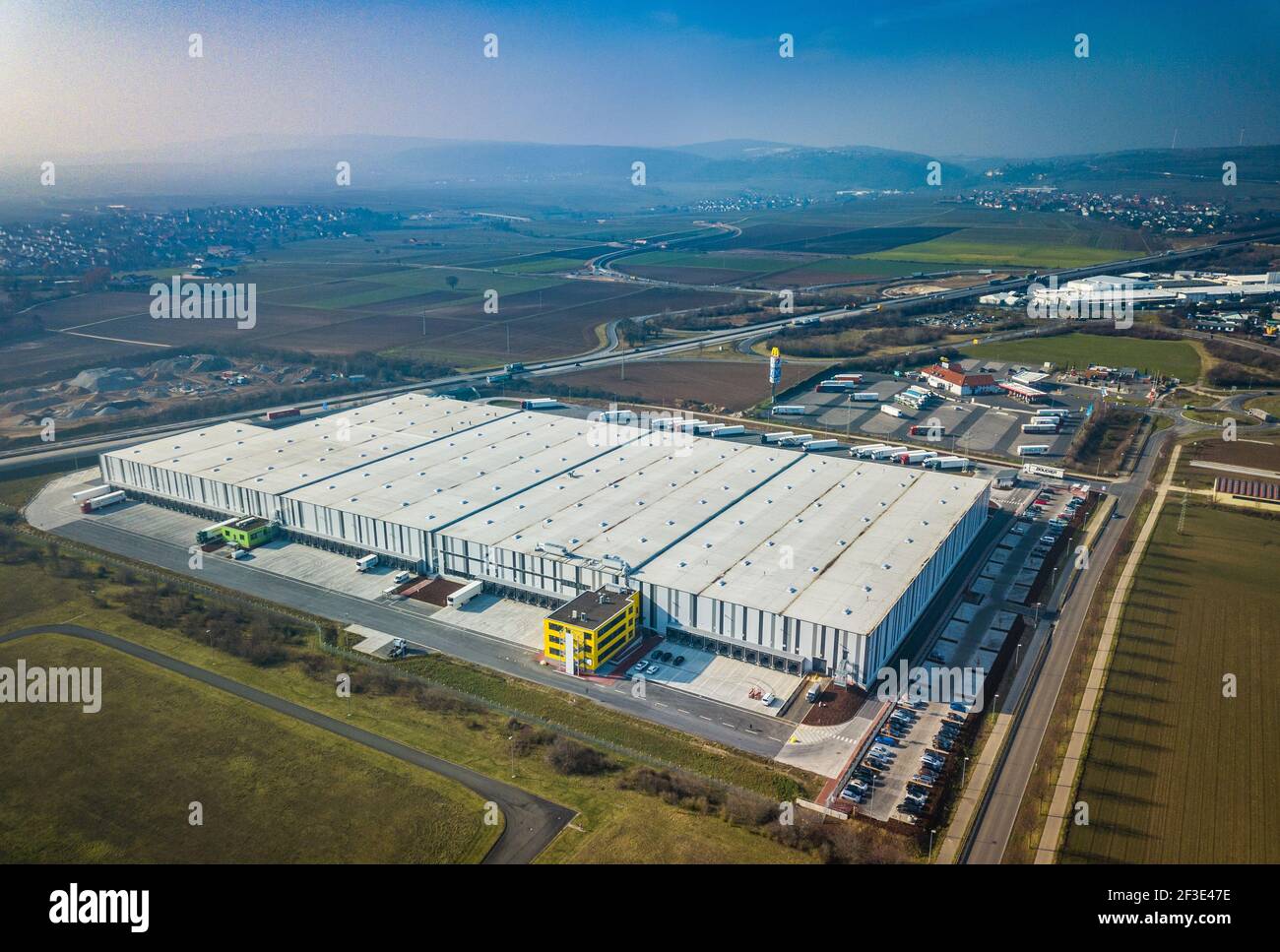 Beautiful Aerial view of a logistics / industrial warehouse Stock Photo ...