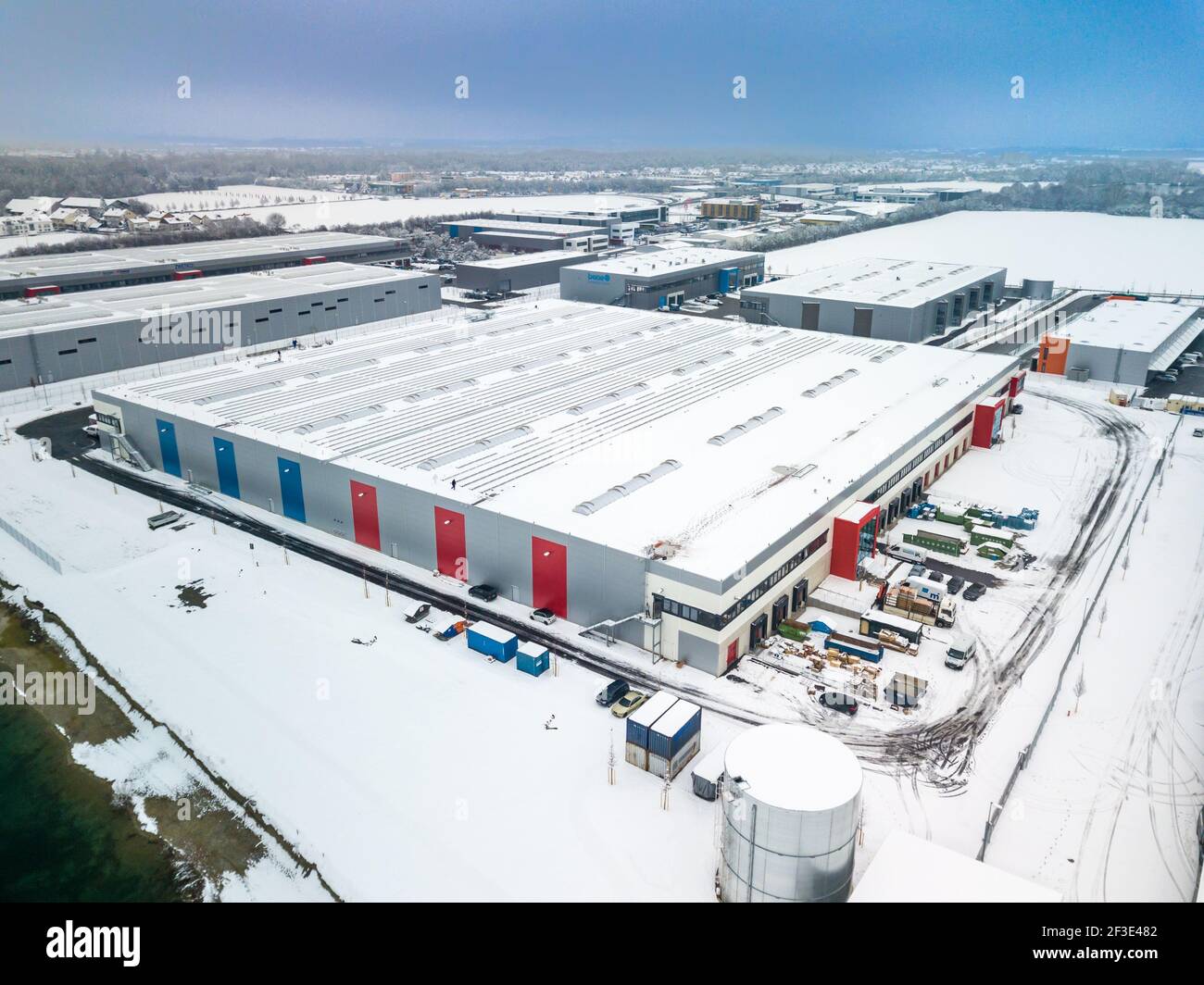 Beautiful Aerial view of a logistics / industrial warehouse Stock Photo ...