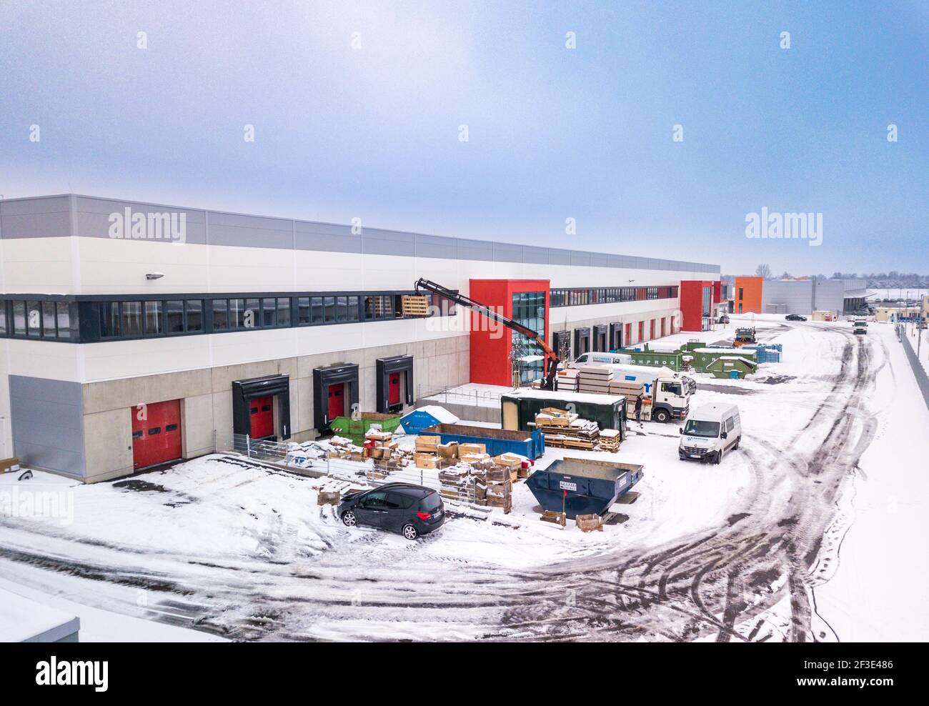Beautiful Aerial view of a logistics / industrial warehouse Stock Photo ...