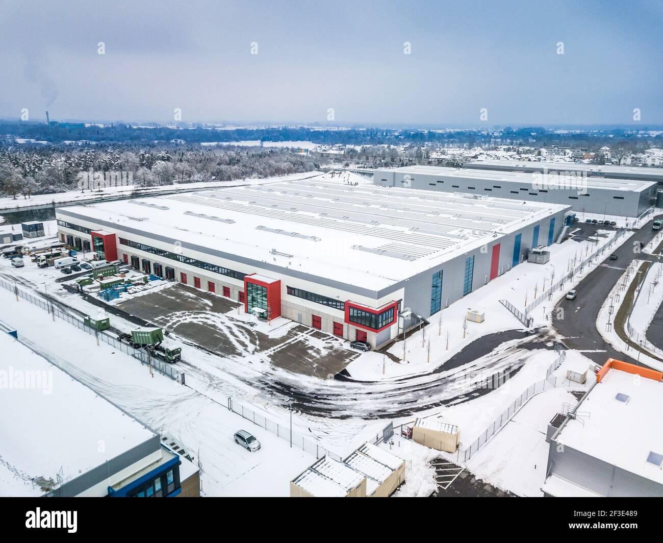 Beautiful Aerial view of a logistics / industrial warehouse Stock Photo ...