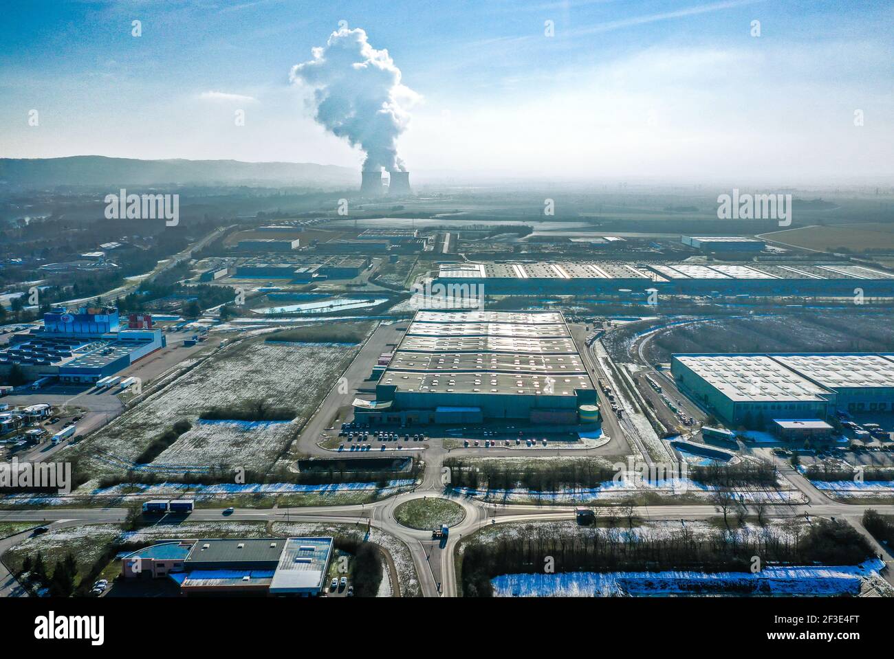Beautiful Aerial view of a logistics / industrial warehouse Stock Photo ...