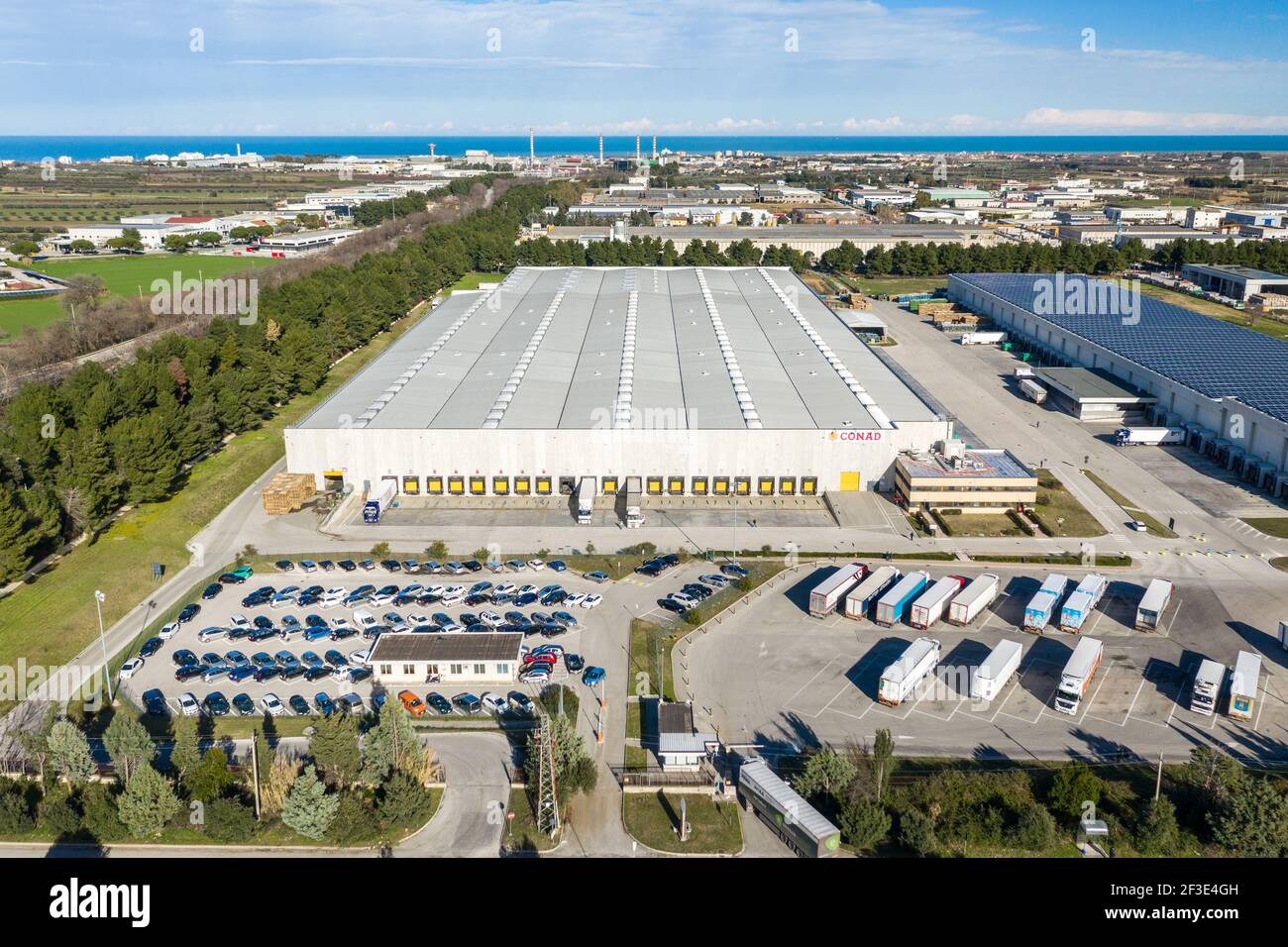 Beautiful Aerial view of a logistics / industrial warehouse Stock Photo ...