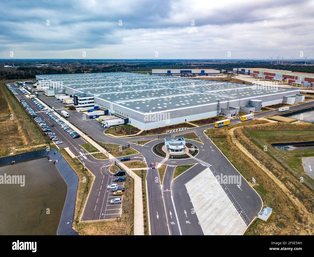 Beautiful Aerial view of a logistics / industrial warehouse Stock Photo ...