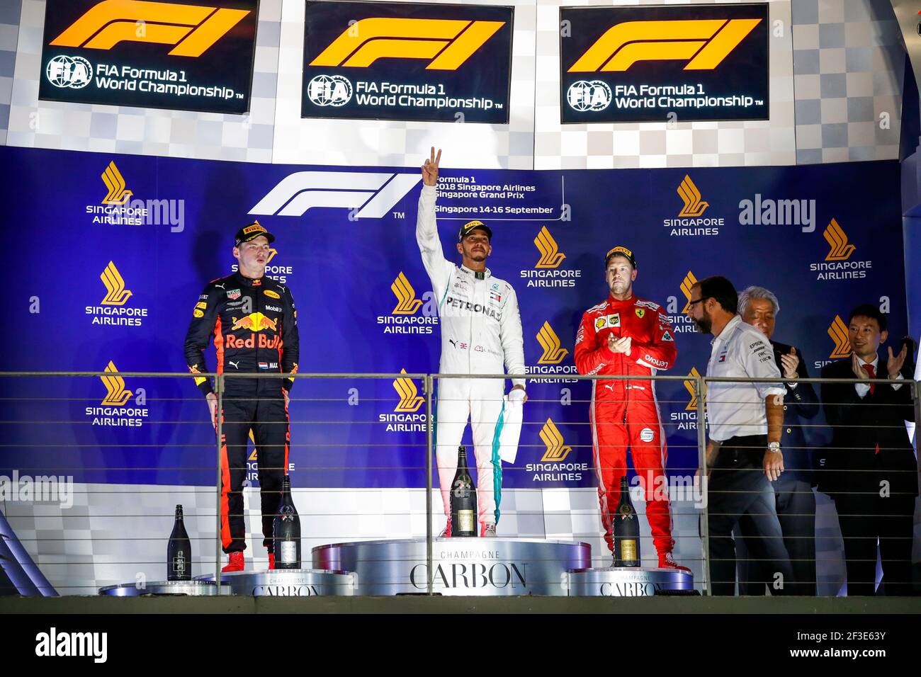 F1 singapore vettel podium hi-res stock photography and images - Alamy