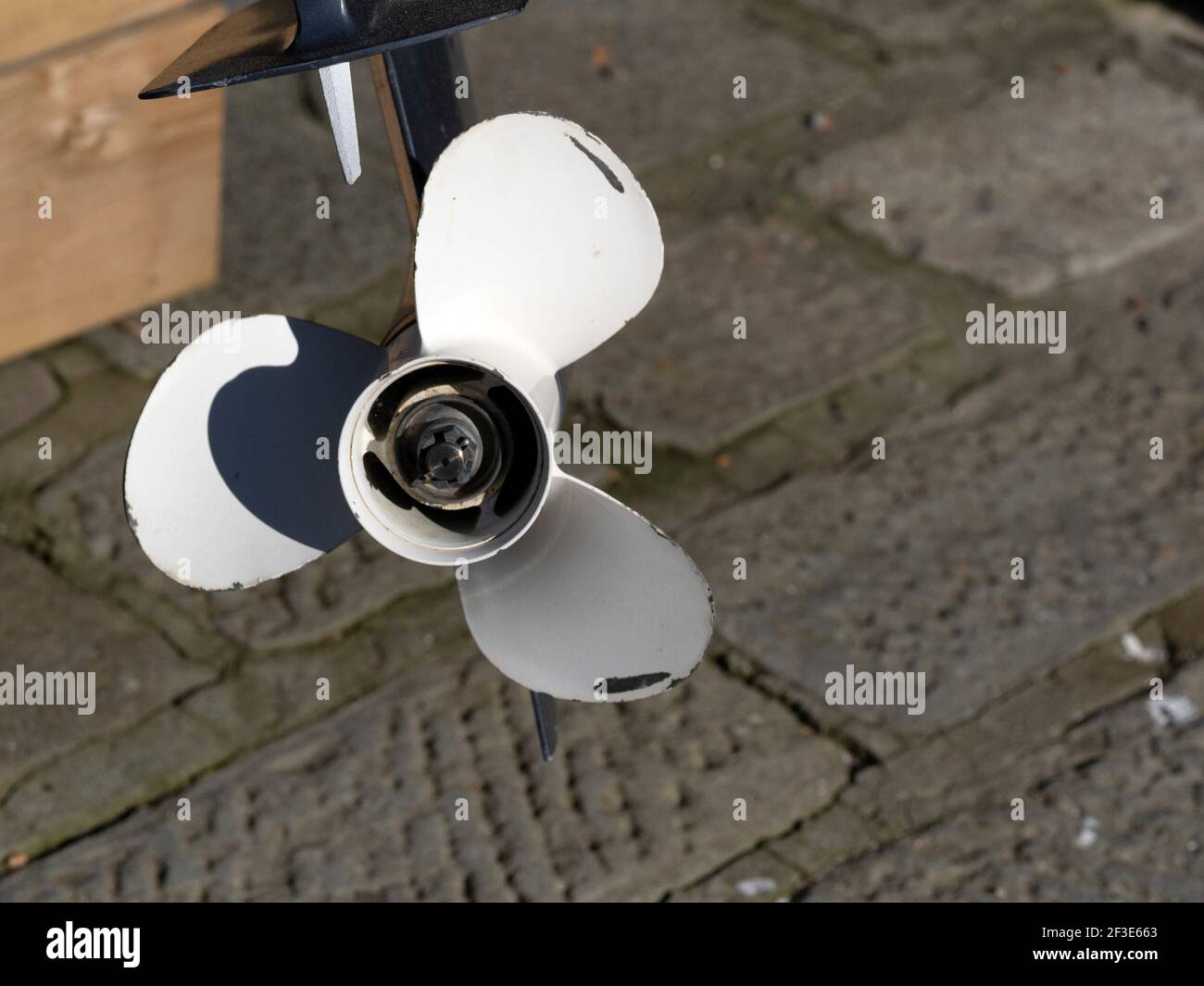 Small boat engine propeller detail Stock Photo - Alamy