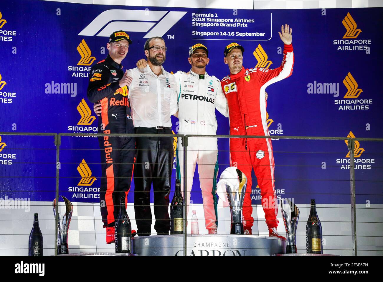 F1 singapore vettel podium hi-res stock photography and images - Alamy