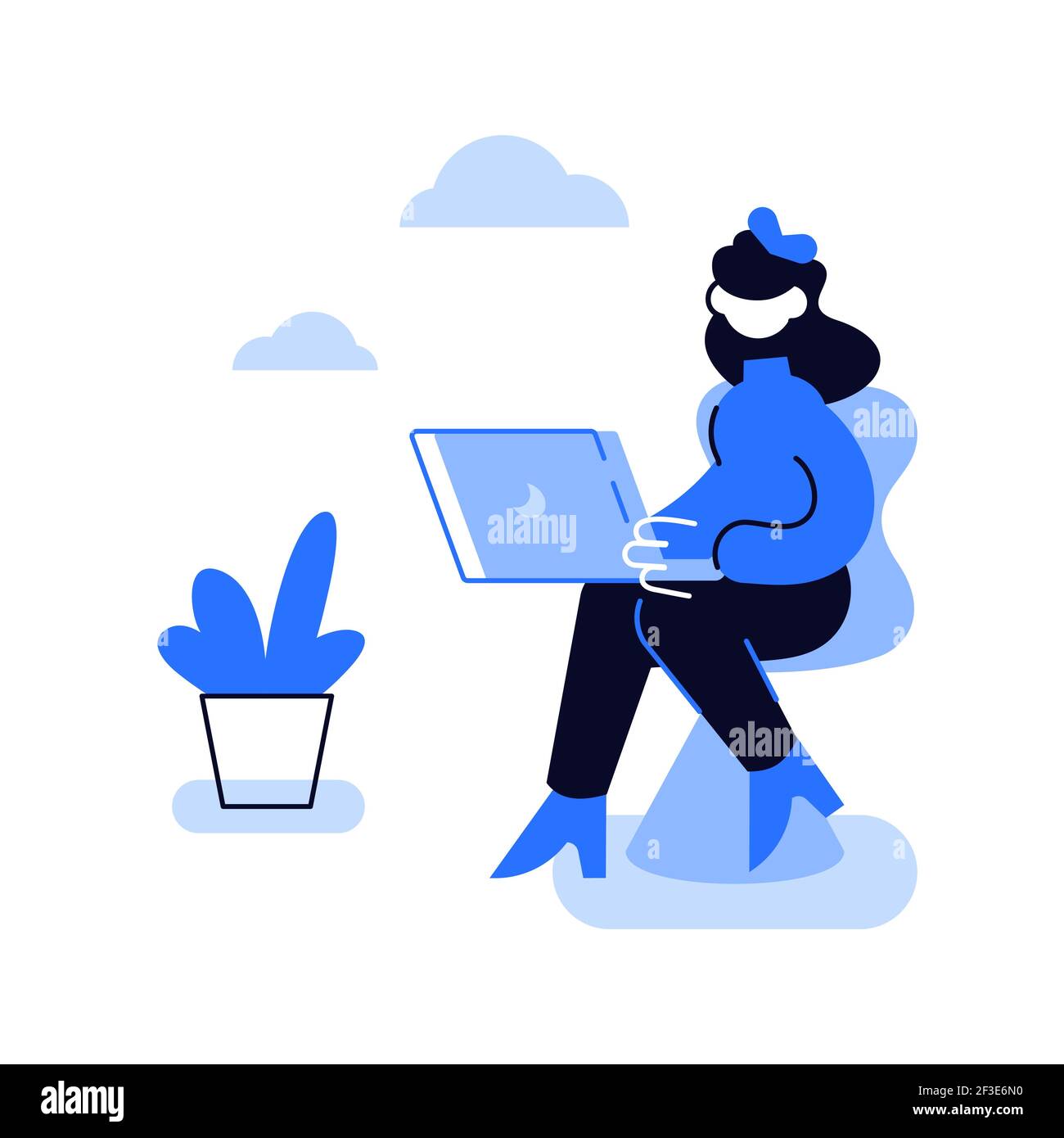 Female working on laptop computer Stock Vector Images - Alamy