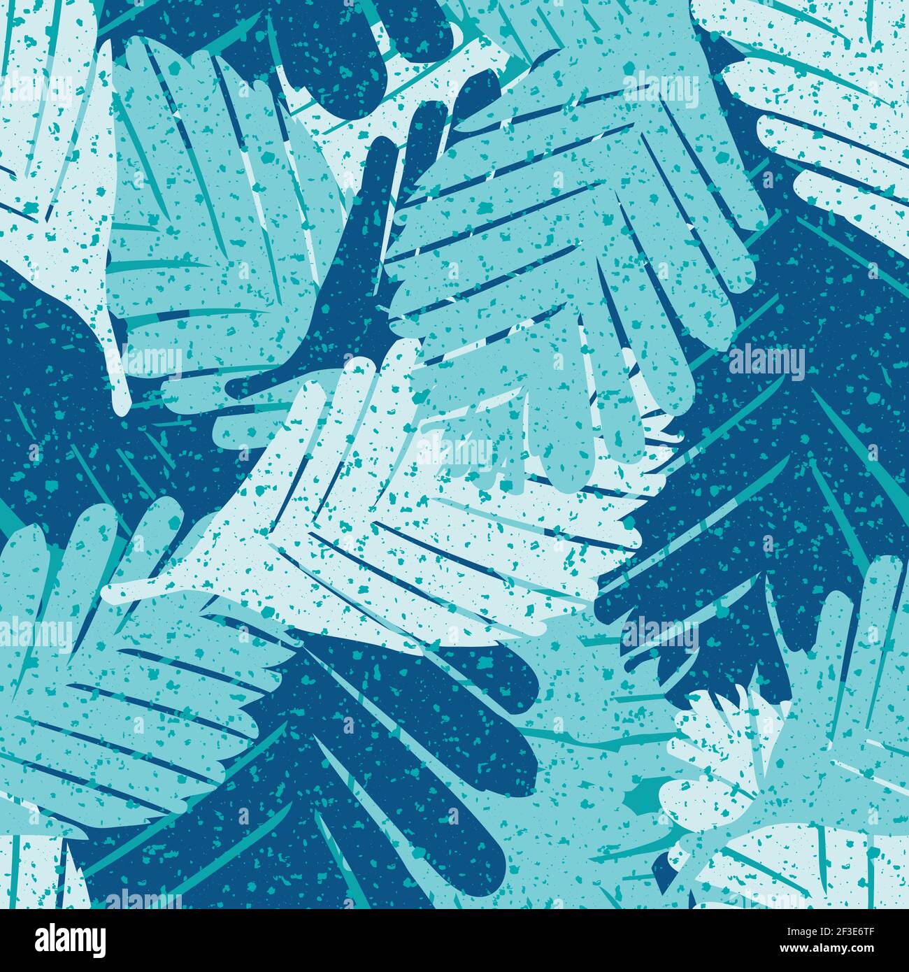 Abstract paint spatter tropical leaves seamless vector pattern ...