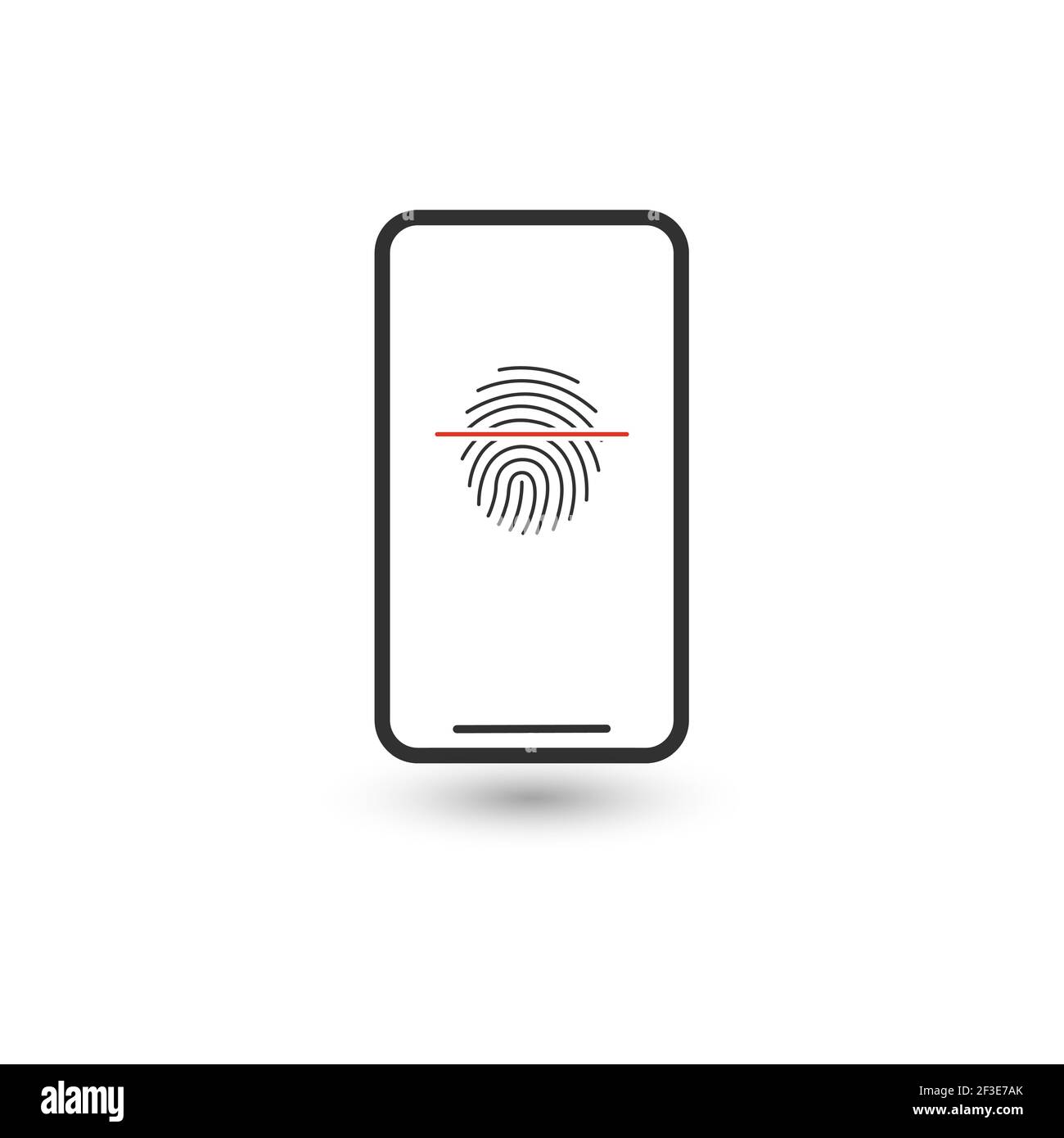 fingerprint icon on smartphone screen. Touch id icon. linear flat trend ...