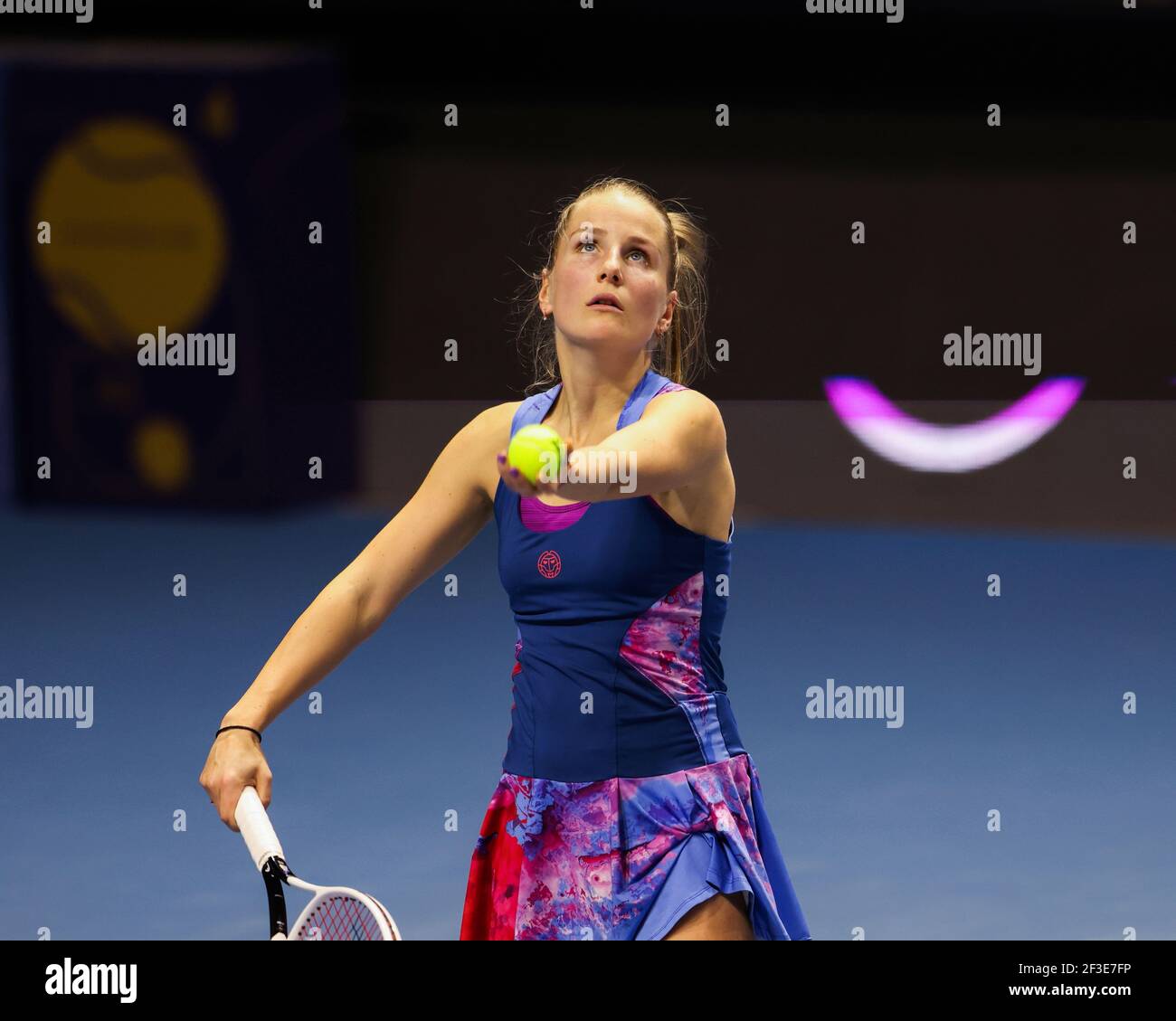 Daria Mishina of Russia seen in action during a match against Kamilla ...