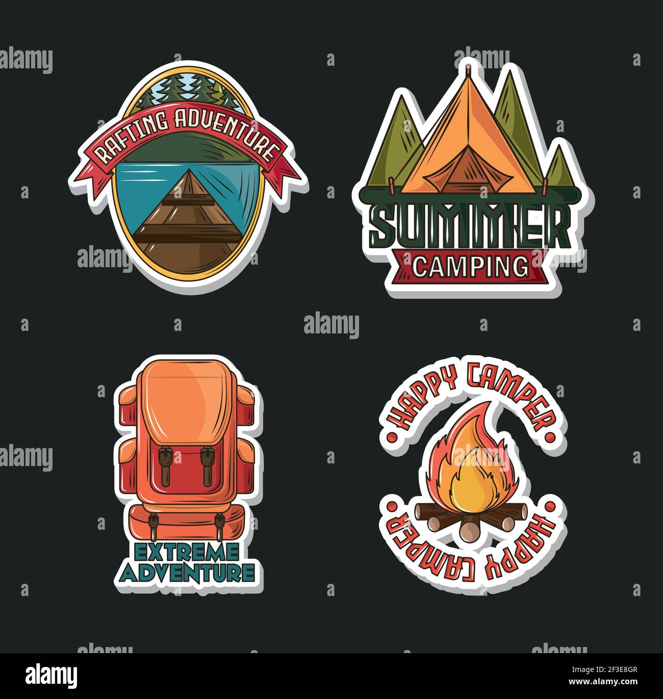 camping rafting adventure travel patches Stock Vector Image & Art - Alamy