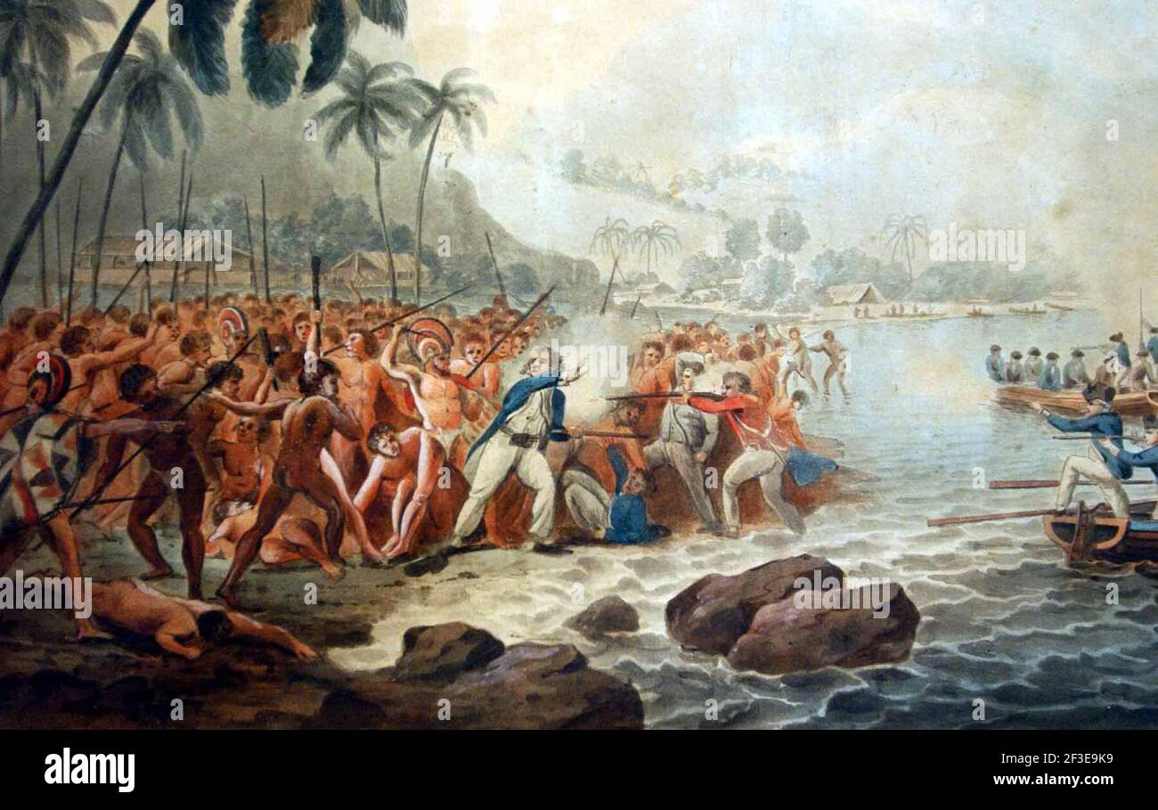 THE DEPICTION OF THE DEATH OF CAPTAIN COOK SHOWN IN THE KNOWN PRINTS BY ...