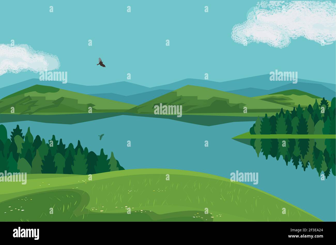 Bright alpine landscape mountain Stock Vector Images - Alamy