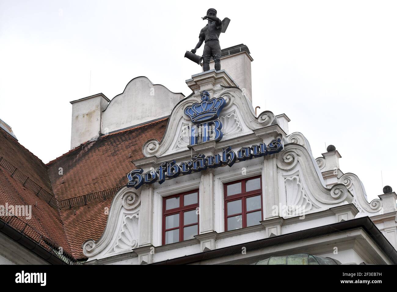 Hofbraeuhaus HB in Munich, exterior facade, logo, sign, company emblem ...