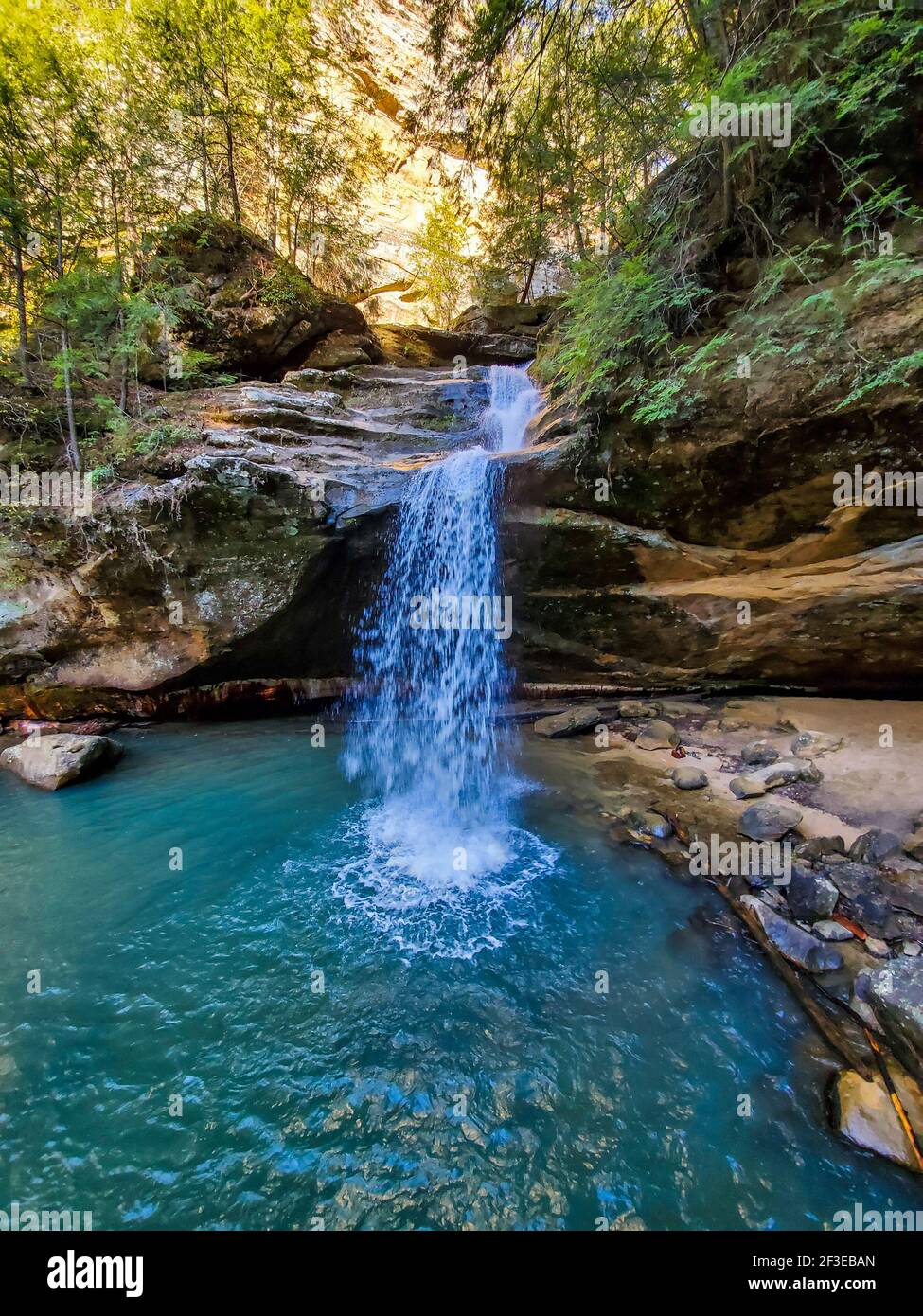 A vertical shot of waterfalls in Hocking Hills State Park, Ohio Stock ...
